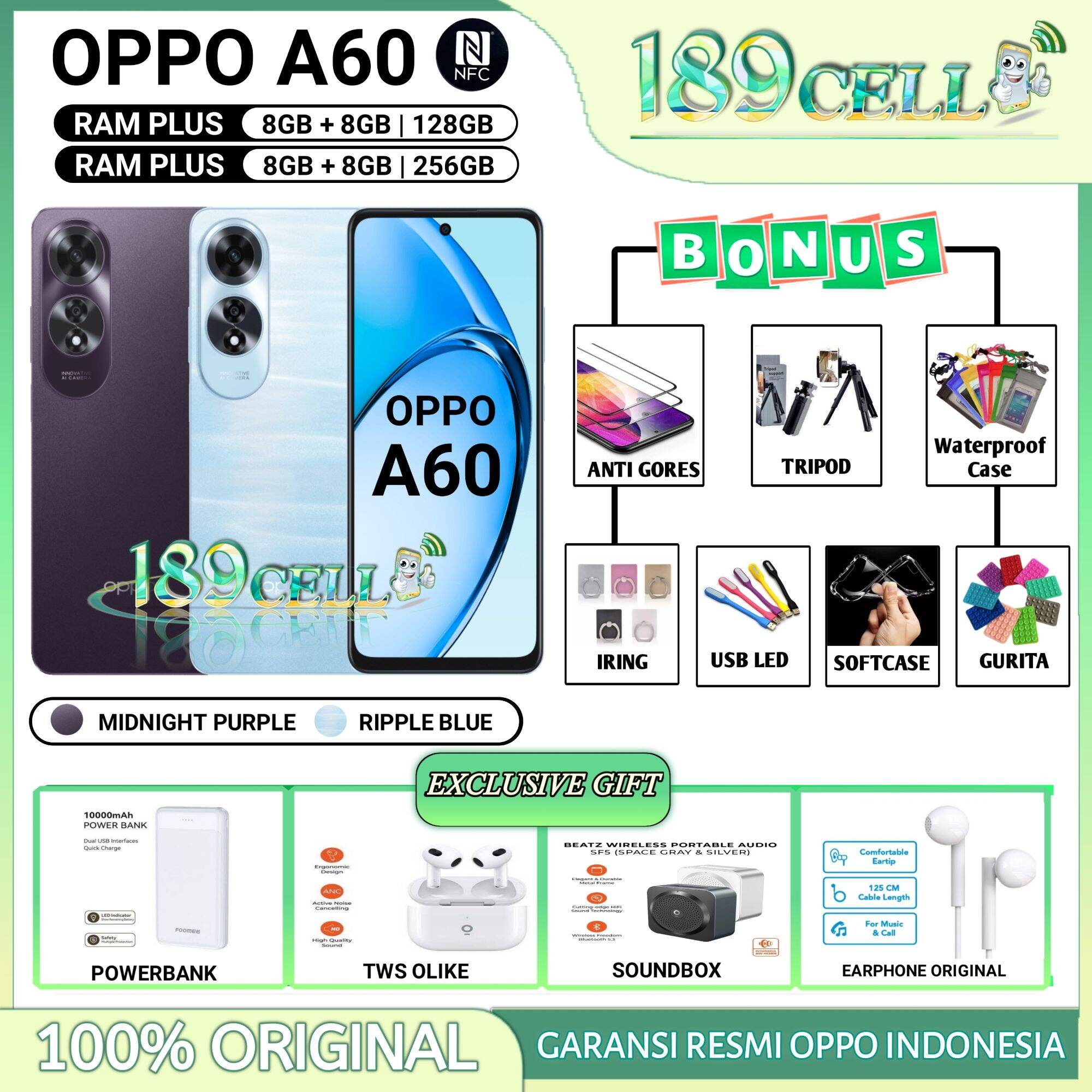 OPPO A60 RAM 8/256 GB | OPPO A 60 RAM 8/128 GB GARANSI RESMI OPPO INDONESIA | Lazada Indonesia