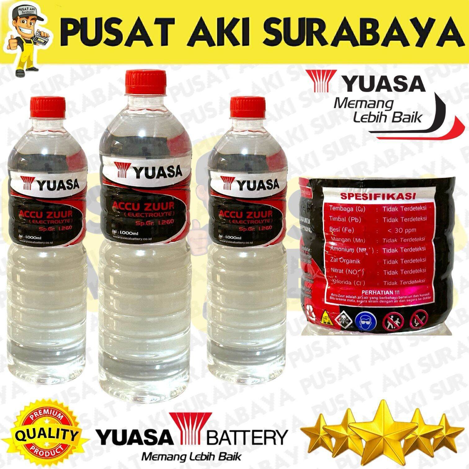 AIR AKI BIRU AKI MERAH YUASA AIR ACCU ZUUR 1000 ML 1 LITER UNTUK AKI ...