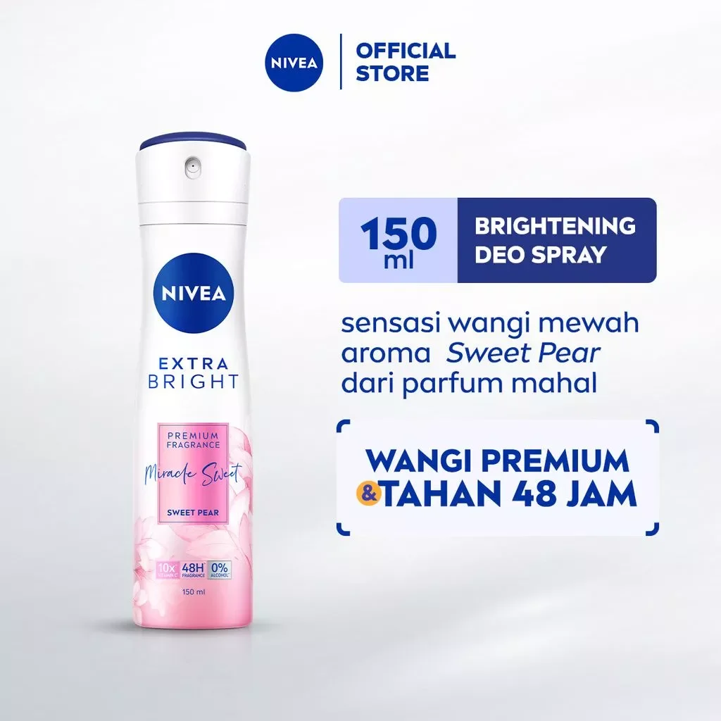 NIVEA Extra Bright Deodorant Body Spray Miracle Sweet Pear 150ml ...