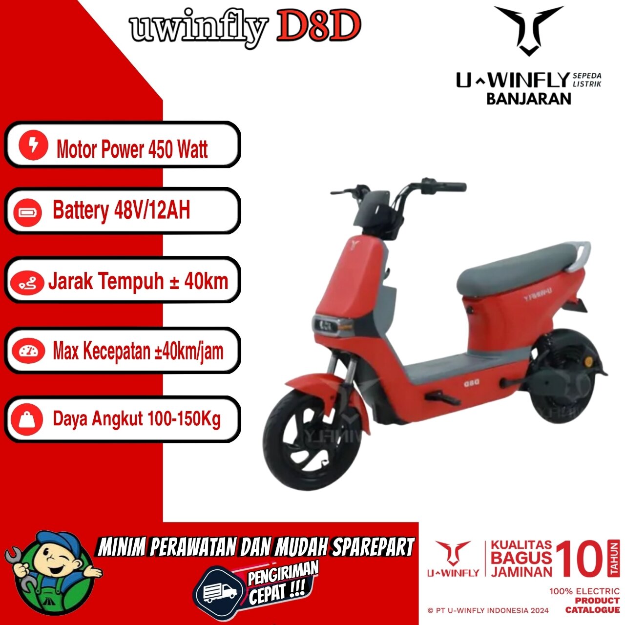 Sepeda Listrik Uwinfly D8D 2024 Terbaru Sepeda Listrik Uwinfly Garansi ...