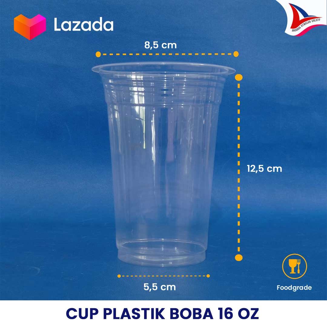 Gelas cup plastik boba 12, 14, 16 oz gelas bening isi 50 pcs | Lazada ...