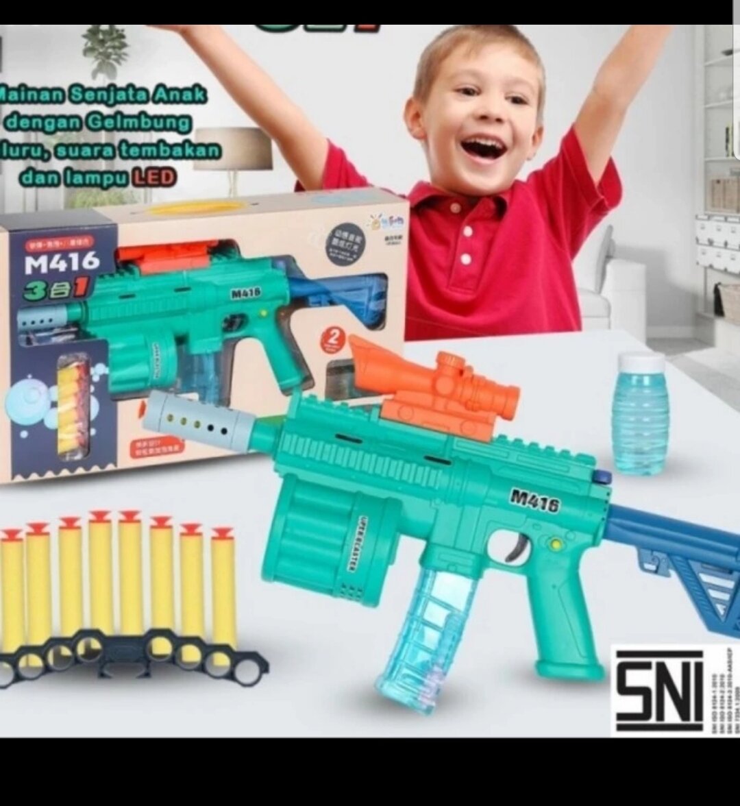 Mainan Tembakan 3 in 1 - Mainan Tembakan Water Gel Blaster Bubble dan Nerf | Lazada Indonesia