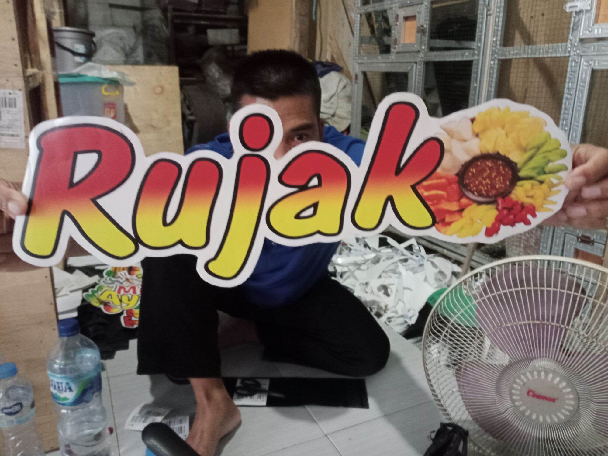 STIKER CUTTING KACA GEROBAK ETALASE TULISAN RUJAK FULL COLOUR | Lazada ...