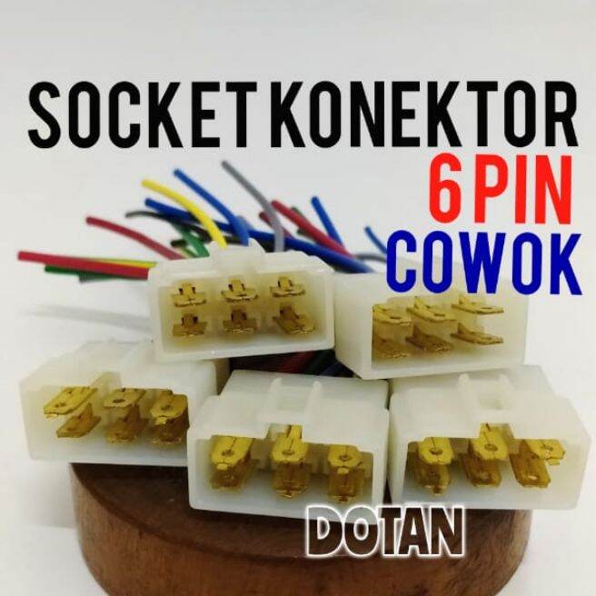 SOKET SOCKET KONEKTOR 6 PIN COWOK/MALE (SUDAH TERMASUK SKUN DAN KABEL ...