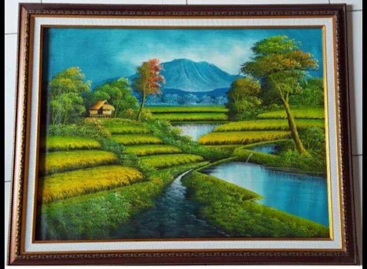 Lukisan pemandangan sawah 60x80 hanya lukisan nya saja | Lazada Indonesia