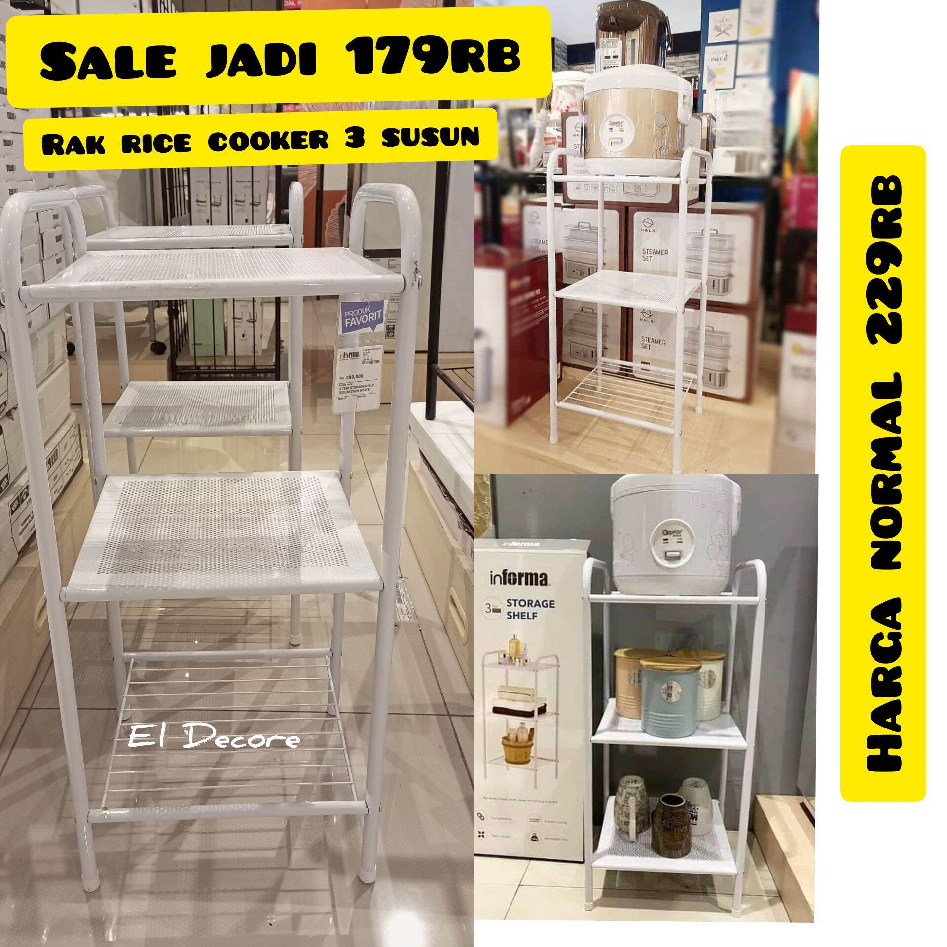 Rak susun 3 tingkat rak rice cooker Informa | Lazada Indonesia