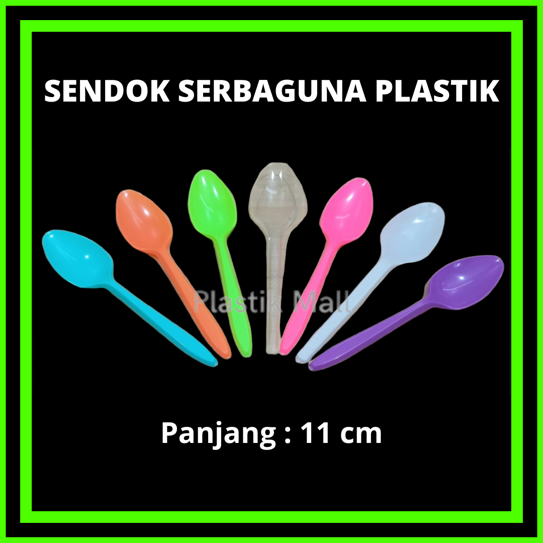 [Isi 100 pcs] Sendok Teh Plastik - Es Krim - Warna-Warni - 11 cm ...