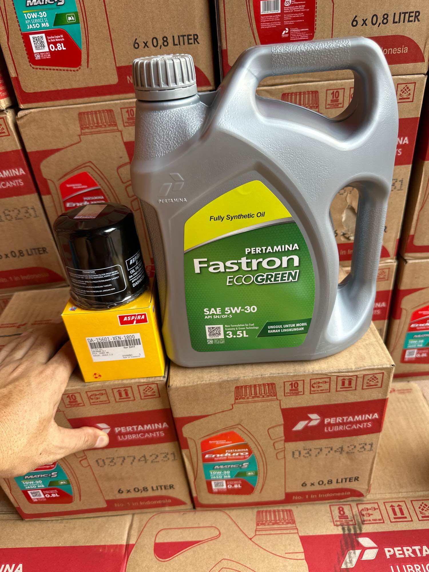 Paket Ganti oli mesin Alya,sigra dan sirion Fastron Eco Green sae 5W-30 ...
