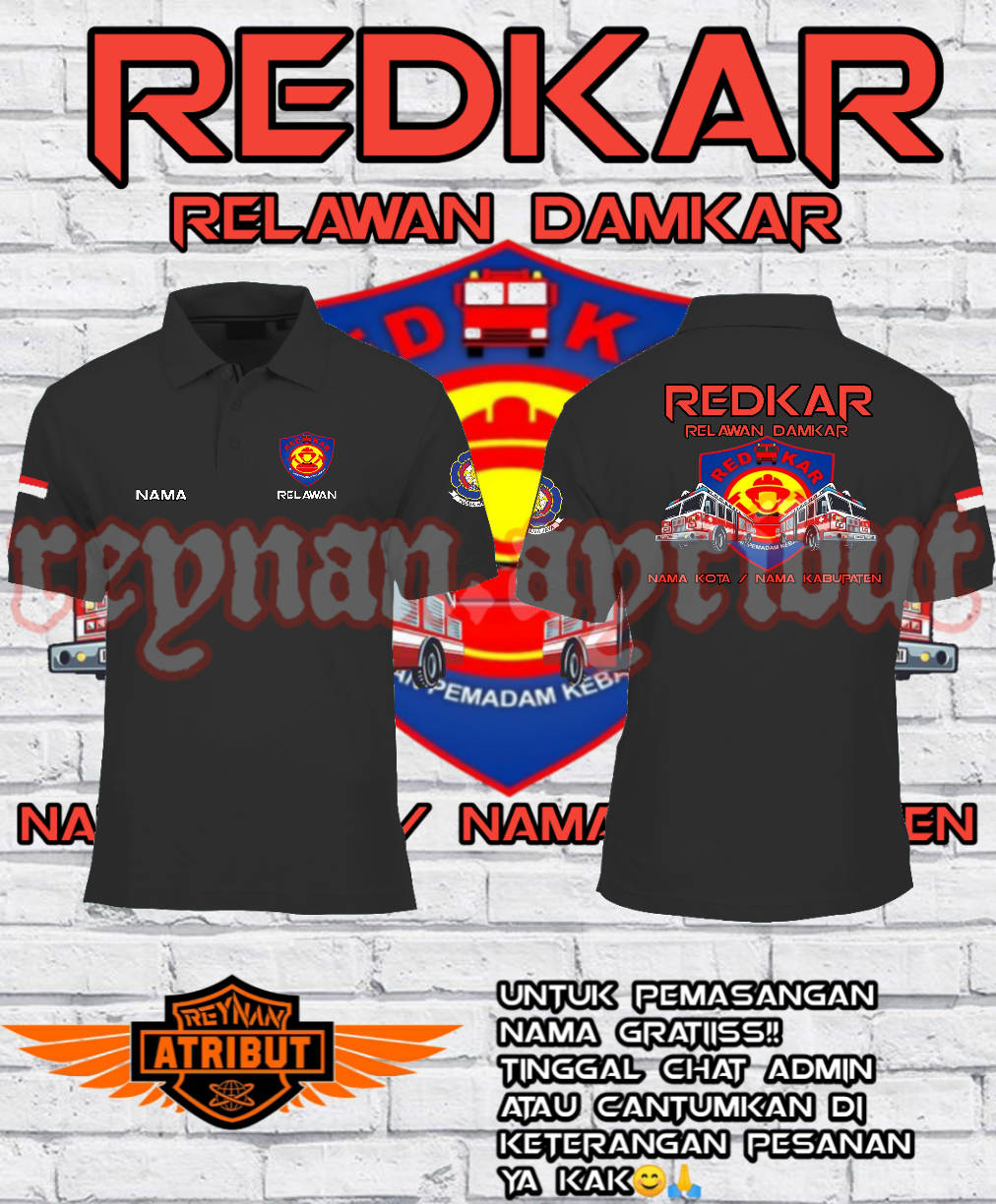 kaos polo redkar / kaos polo relawan damkar / kaos wangki redkar / kaos ...