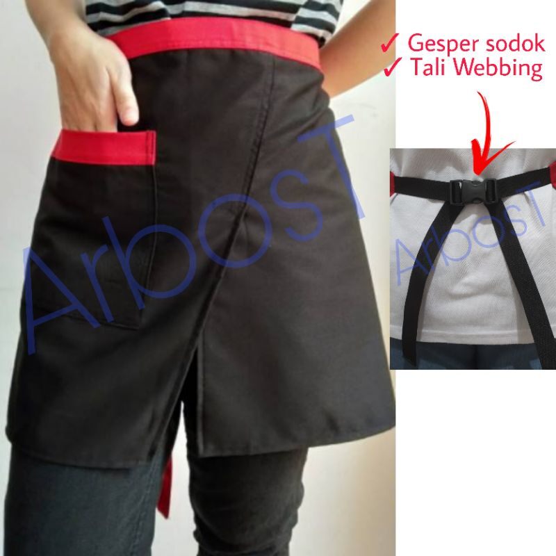 Apron Mini/Apron/Celemek Waitress/Celemek Setengah Badan/Model Sambung ...
