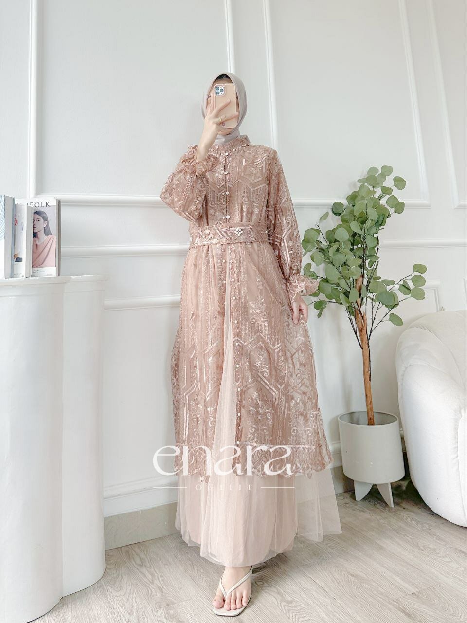 ENARA OUTFIT - GLORIA P9 MONICA 4 5 MAXI DRESS gamis brukat | Lazada ...
