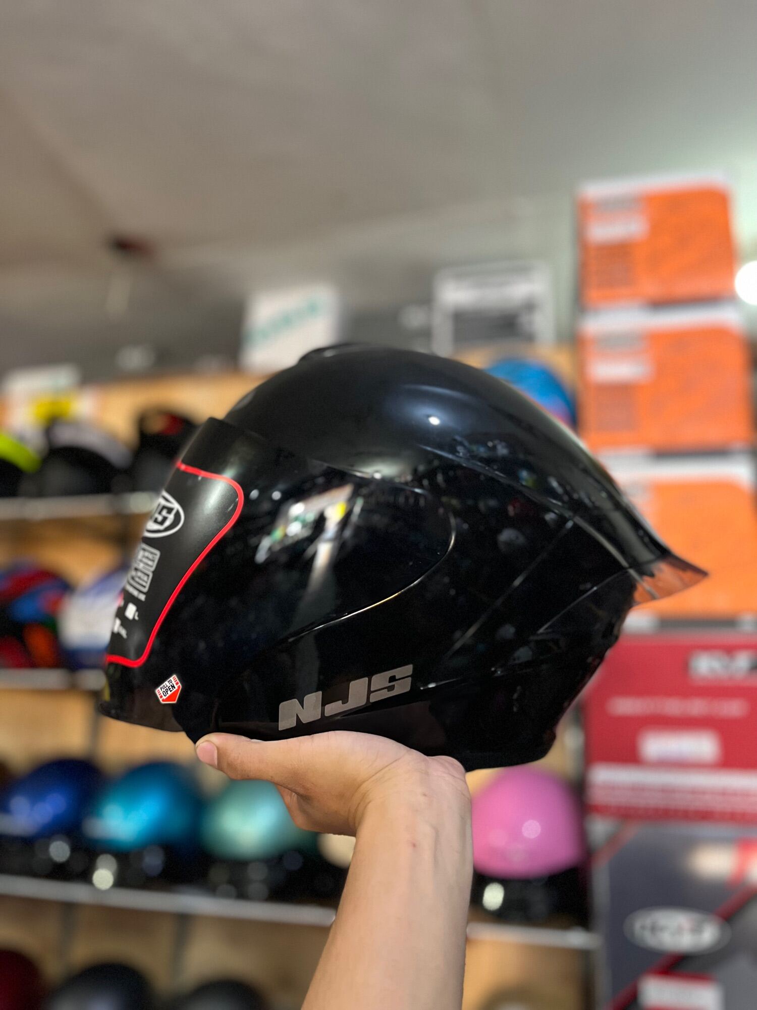 HELM NJS KAIROZ PAKET GANTENG BLACK GLOSSY | Lazada Indonesia