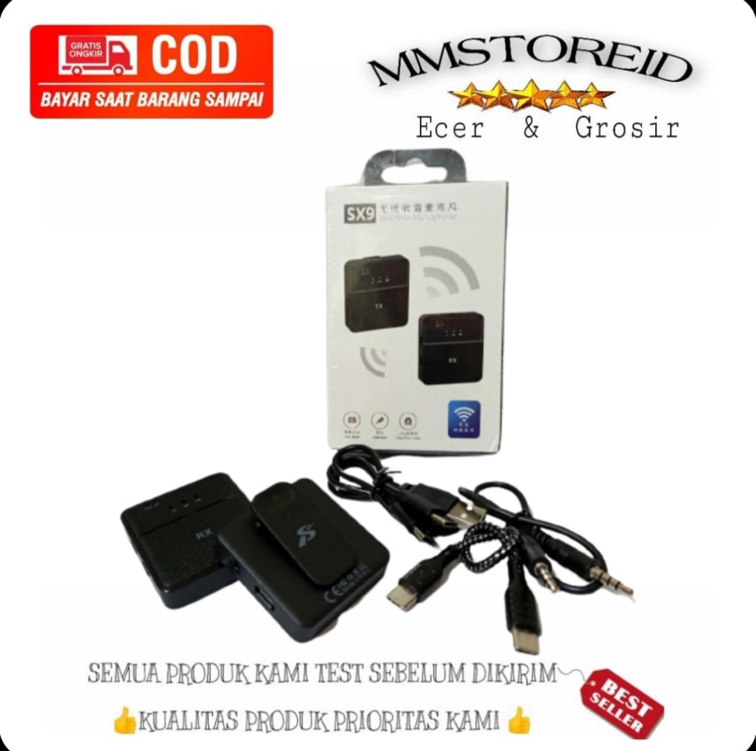 MM - Microphone wireless SX9 type iPhon / mic youtuber mikropon iphon 2 in 1 type C / kabel usb ...