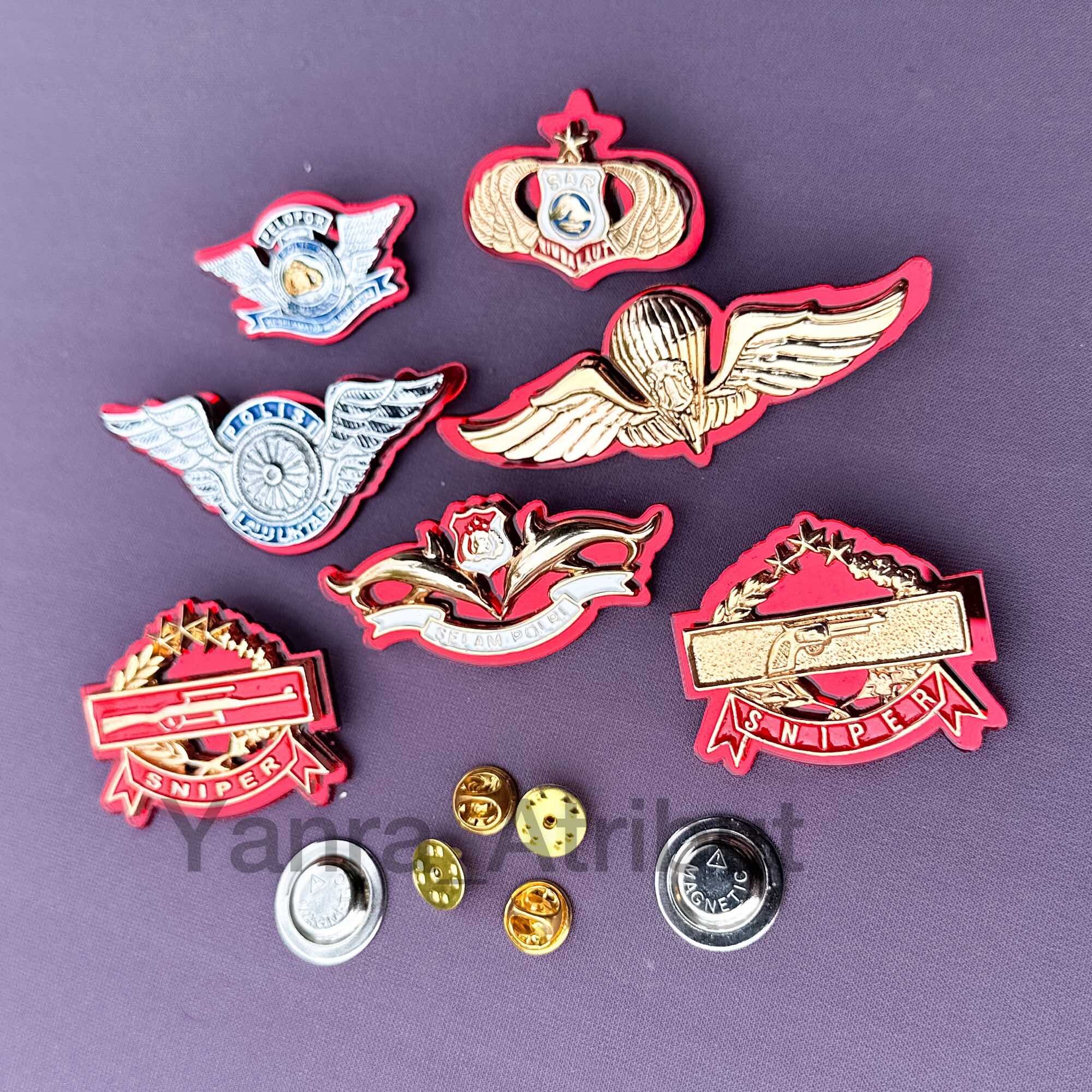 Pin /Brevet Wing Pelopor Lantas / Penerjun / Sar Rimba Laut / Selam ...