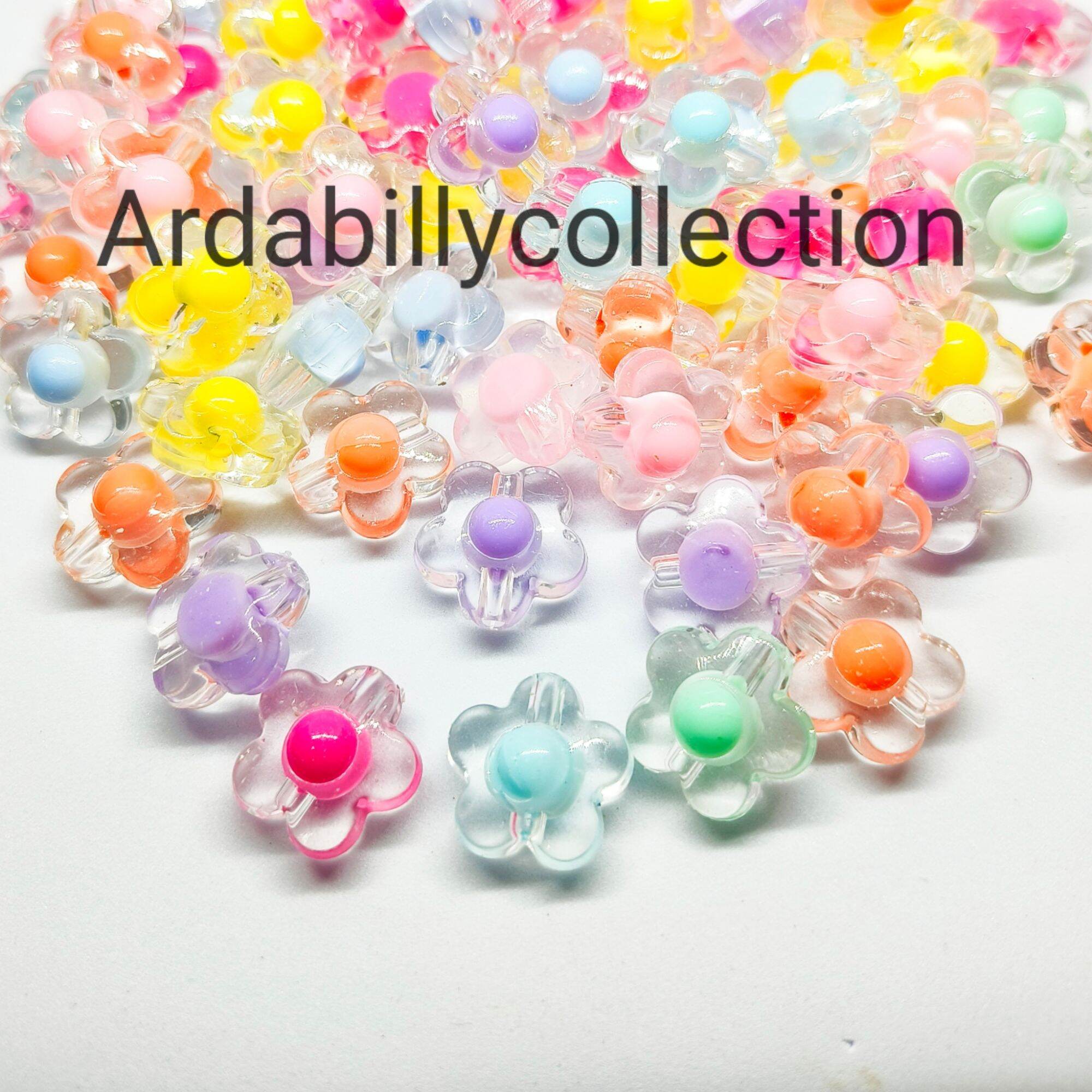 manik manik bunga kaca besar 20 gram warna warni bening | Lazada Indonesia