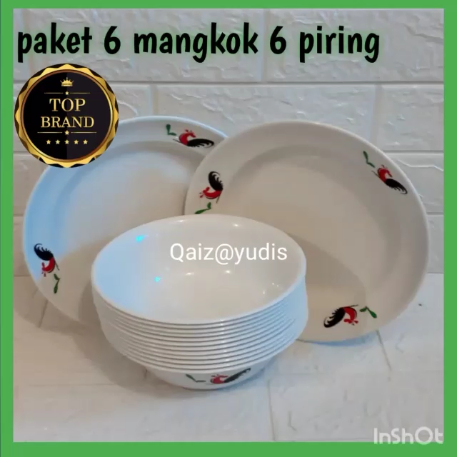PROMO,, 1 set (6 piring dan 6 mangkok) plastik murah / piring plastik 1 ...