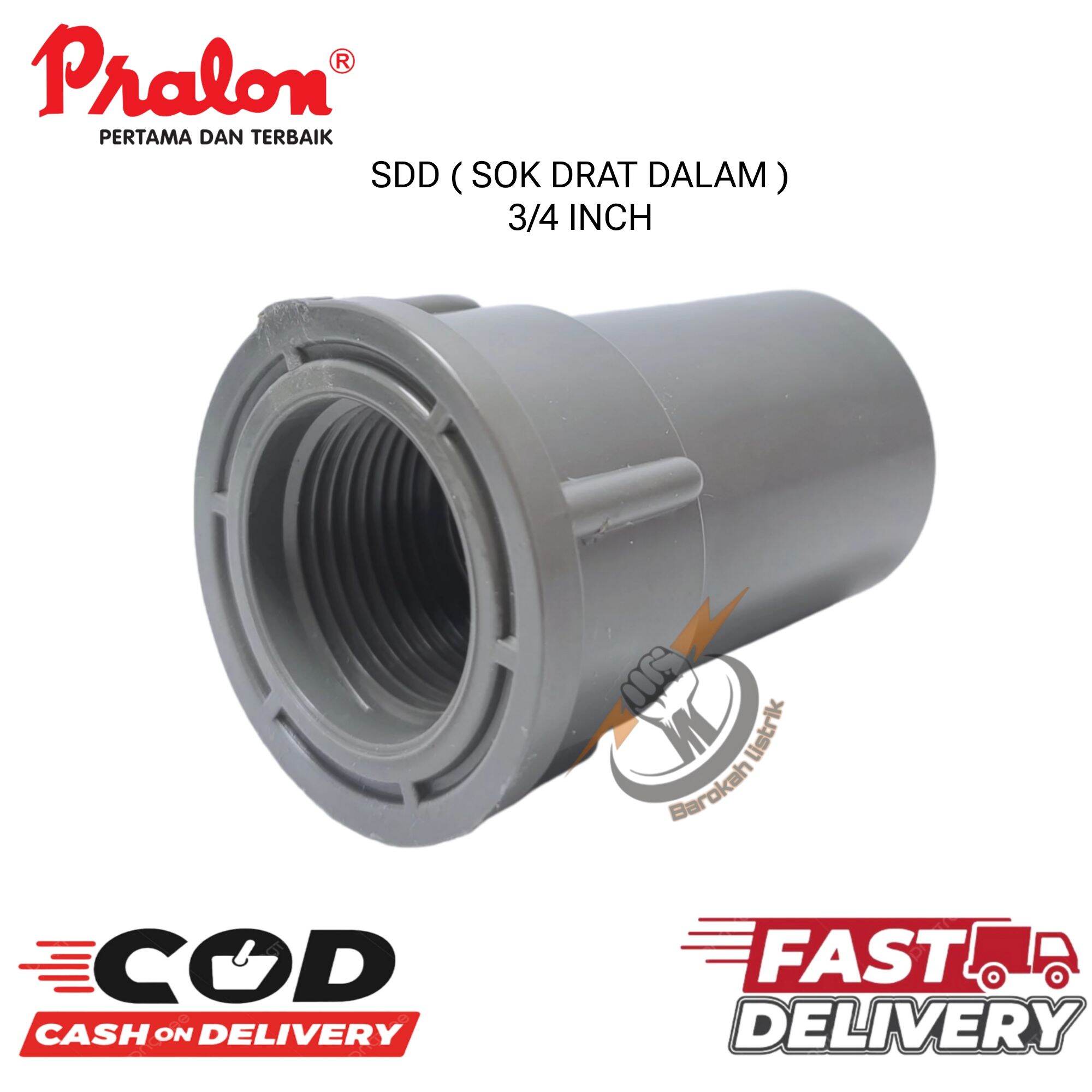 SDD PRALON SDD SOK DRAT DALAM PVC 3/4 INCH/SDD 3/4" FAUCET SOCKET MEREK ...
