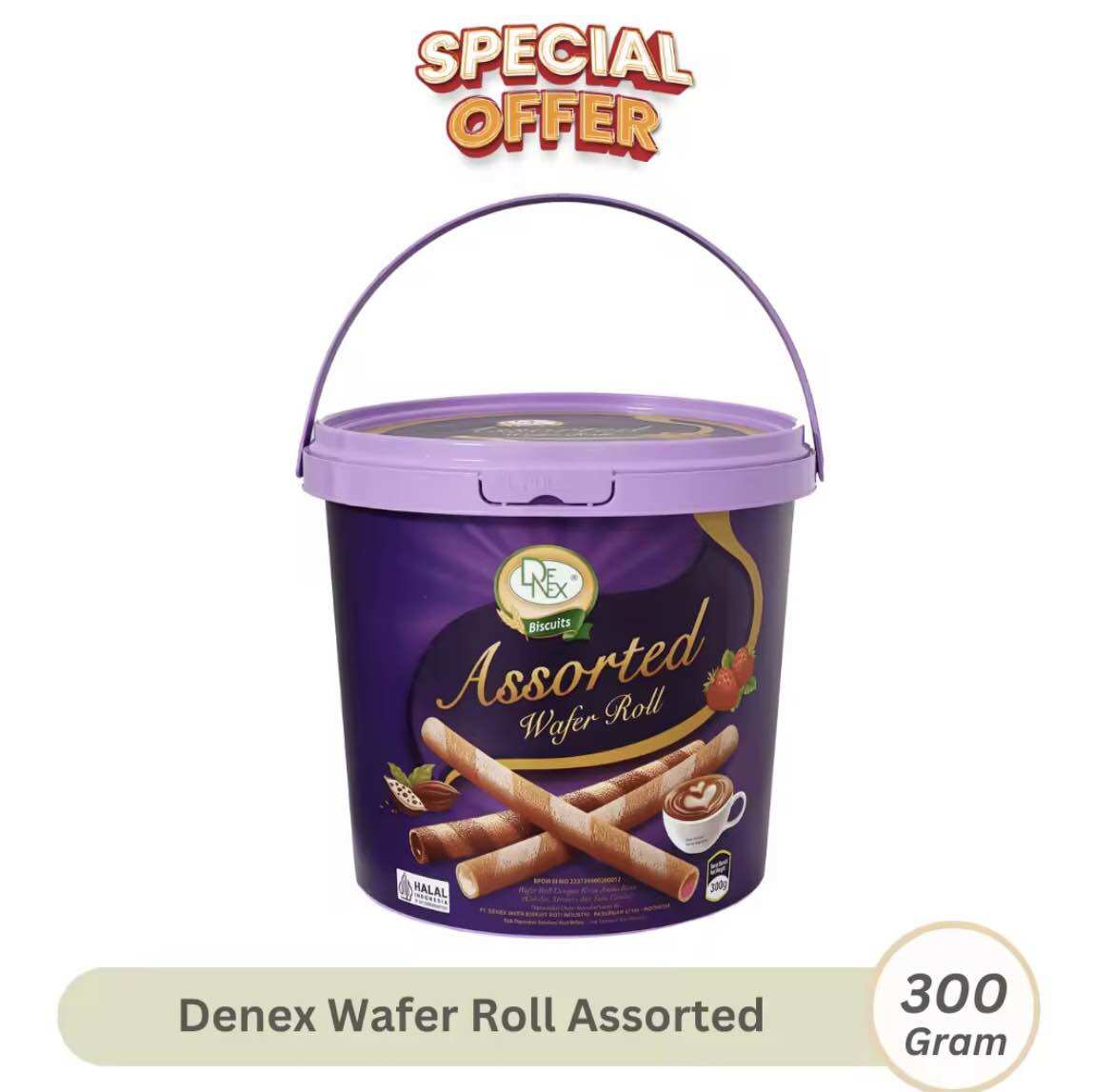 Denex Assorted 300gr Wafer Roll / Stick Aneka Rasa Coklat Strawberry ...