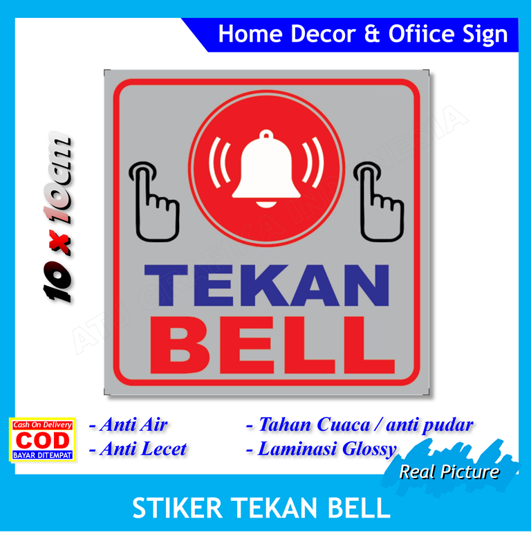 Stiker tekan bel kotak sticker ketertiban keamanan lingkungan rumah ...