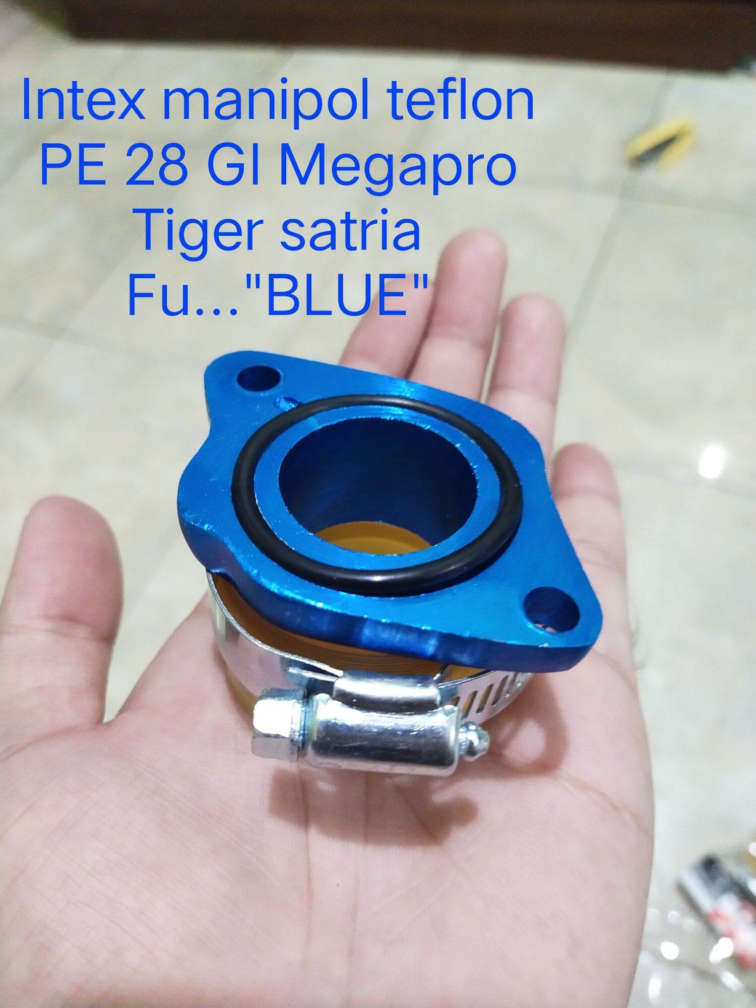 intake manipol teflon PE 28 warna Biru PNP Gl Megapro Tiger satria Fu ...