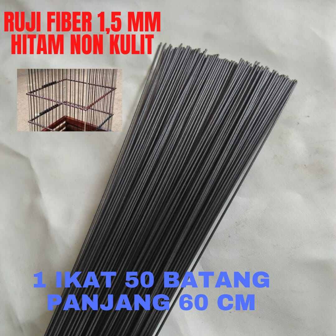 Ruji jeruji fiber hitam asli non kulit 1,5 mm 1 ikat isi 50 batang ...