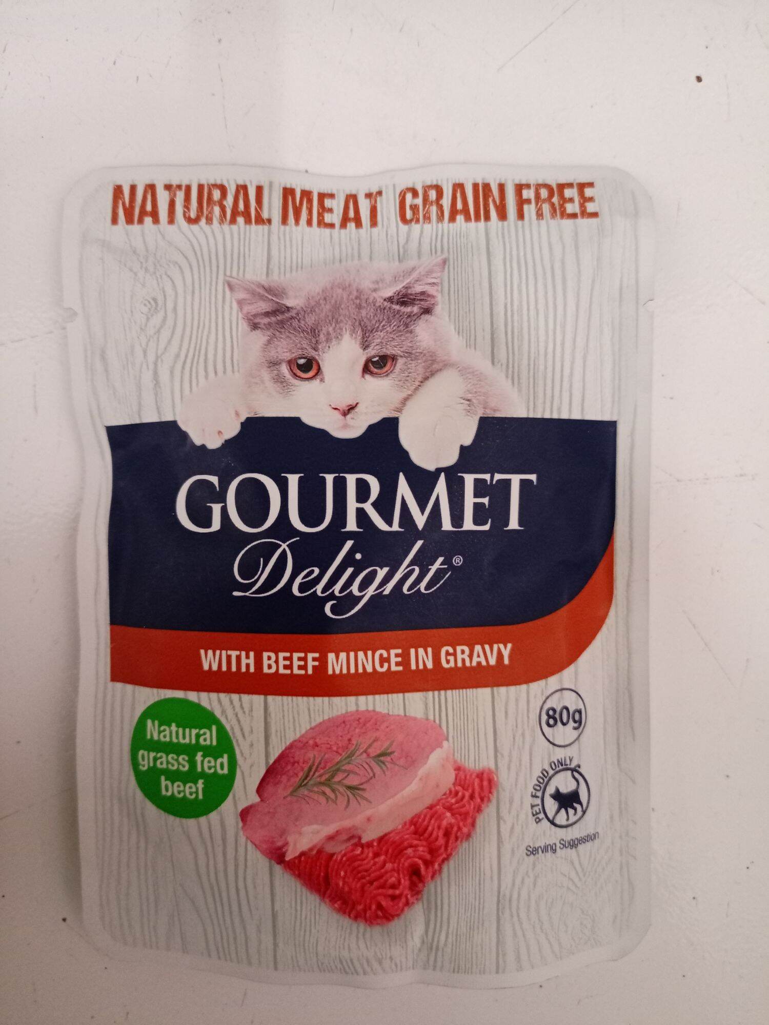 makanan basah kucing GOURMET SACHET POUCH WITH BEEF MINCE IN GRAVY 80 ...