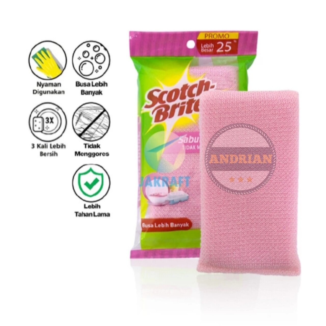 3M Scotch Brite Sabut Jaring Alat Makan Sabut Jaring Tanpa Menggores 15 ...