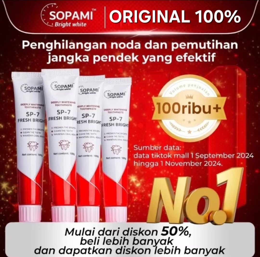[FREE GIFT ISI 3PCS] SOPAMI SP7 PASTA GIGI PEMUTIH PROBIOTIK RASA ...