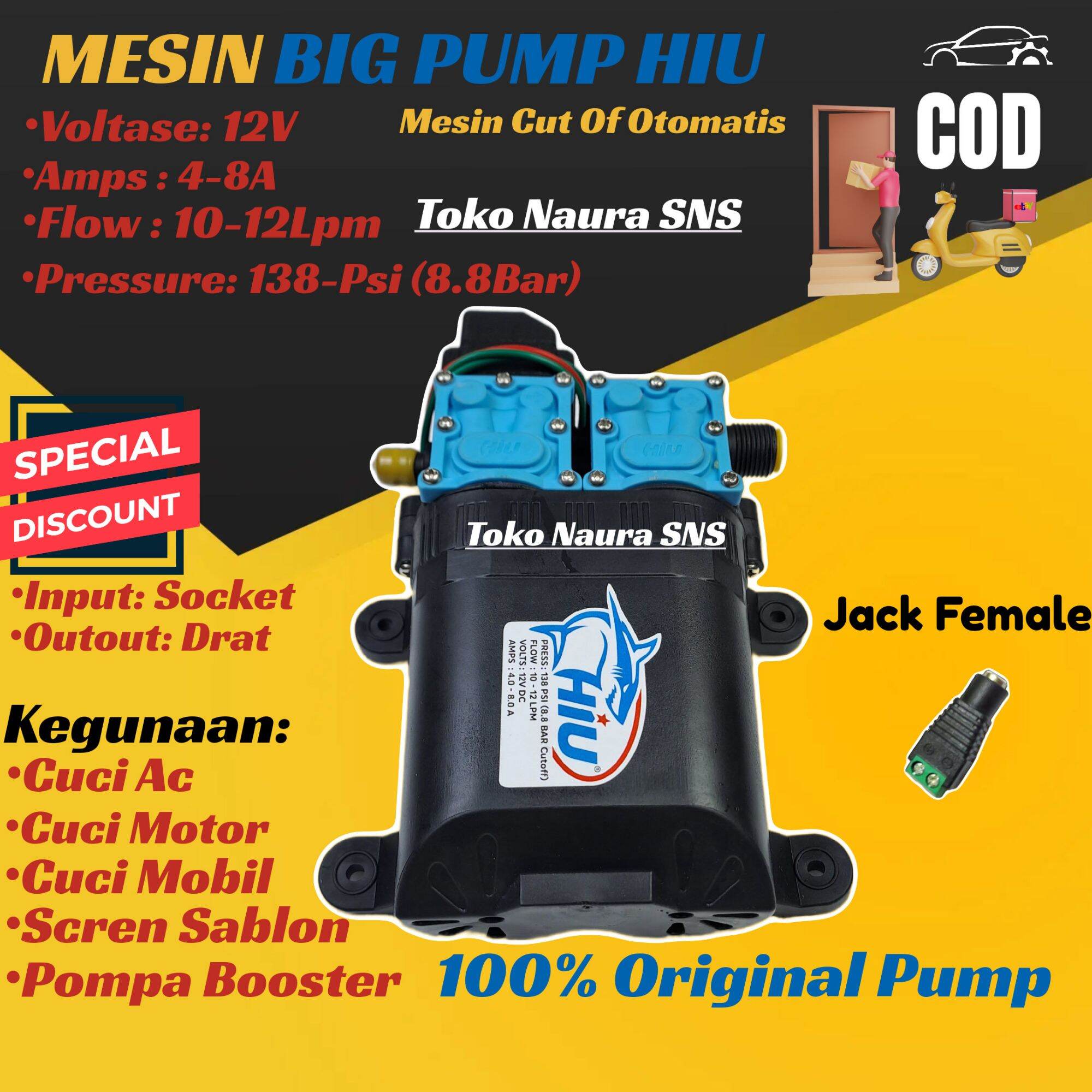 Hiu Dual Pump 12v 8.8 Bar 12 Lpm / Dinamo Pompa Dobel Hiu / Pompa ...