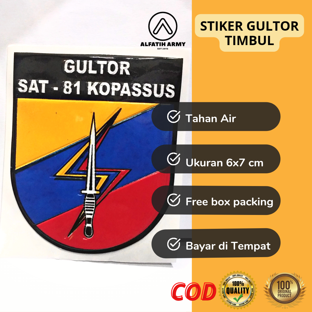 Stiker Gultor Sat-81 Kopassus Asli Timbul Embos Tahan Air 6x7 cm Motor ...