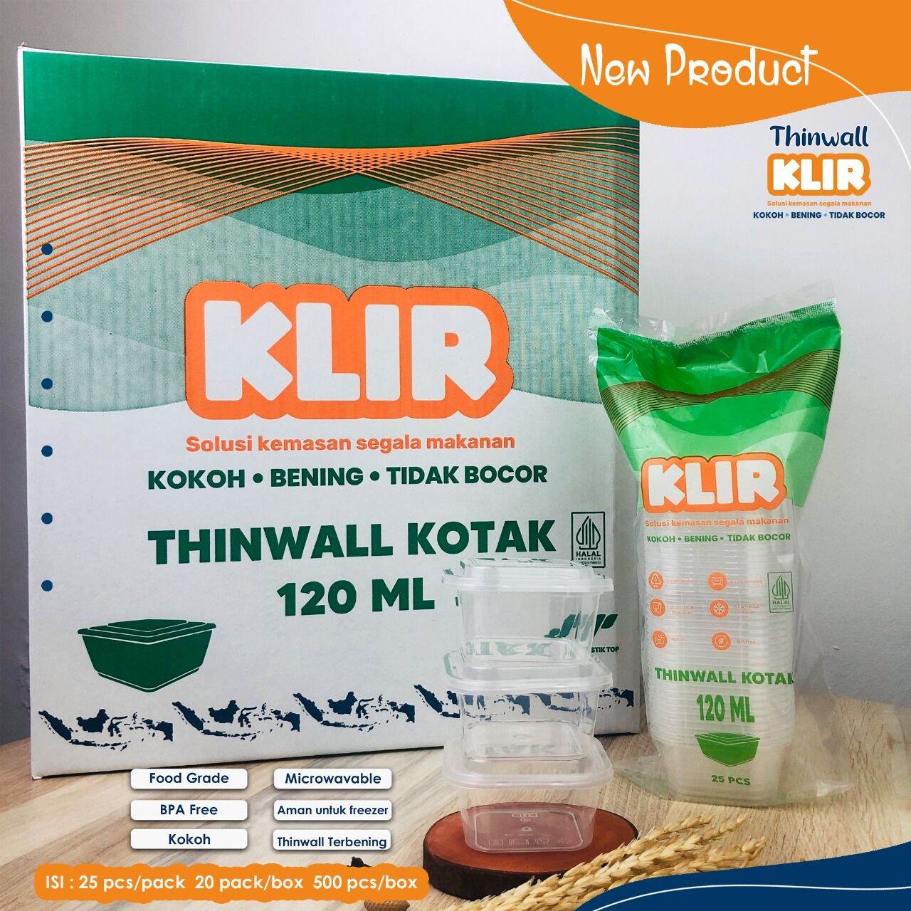 Thinwall Klir Square 120ml 150ml Isi 25set Kotak Klir Kotak Bumbu