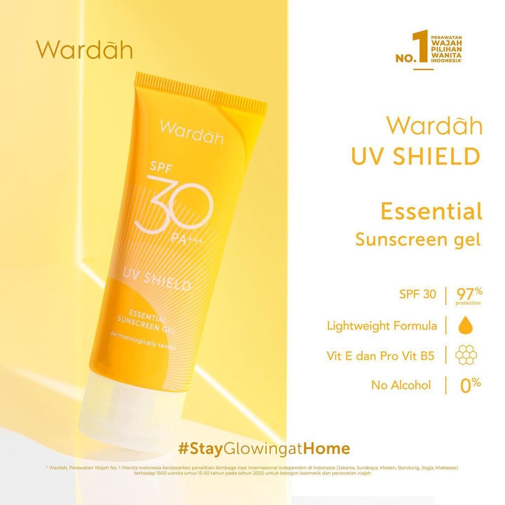 Wardah UV Shield Essential Sunscreen Gel SPF 30 PA+++ Original BPOM ...
