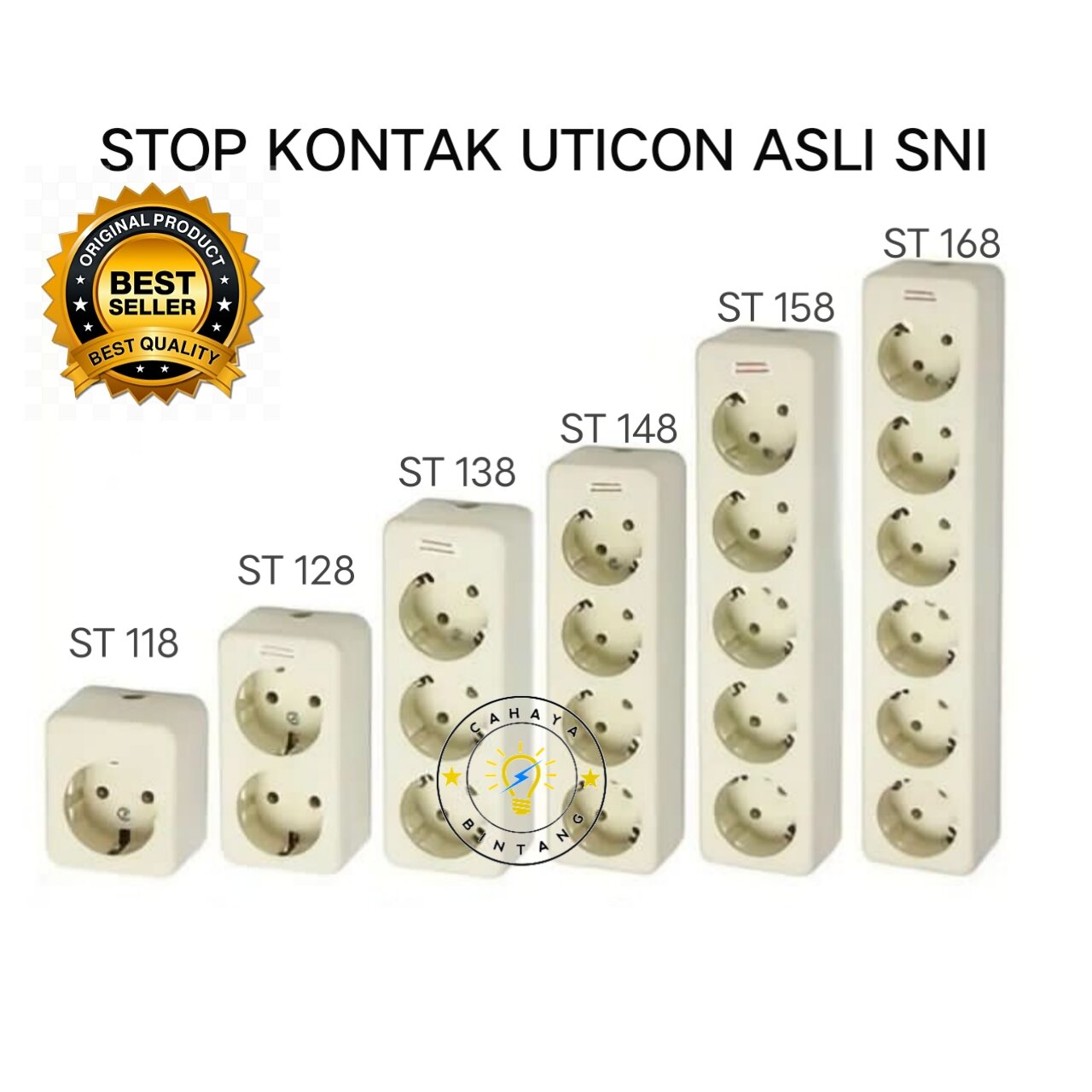 Stop Kontak/terminal Uticon 1-6 Lubang 250V SNI asli warna cream ...
