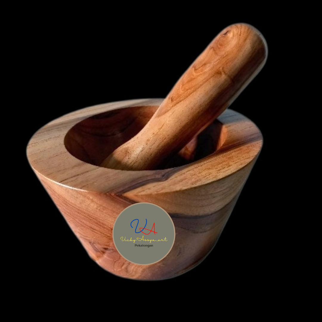 VICKYASSYA ART LUMPANG ALU KERUCUT KAYU JATI/TUMBUKAN KAYU JATI/LESUNG ...