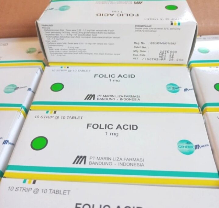 Folic Acid 1mg box isi 100 tablet / Asam Folat Marin Liza | Lazada ...
