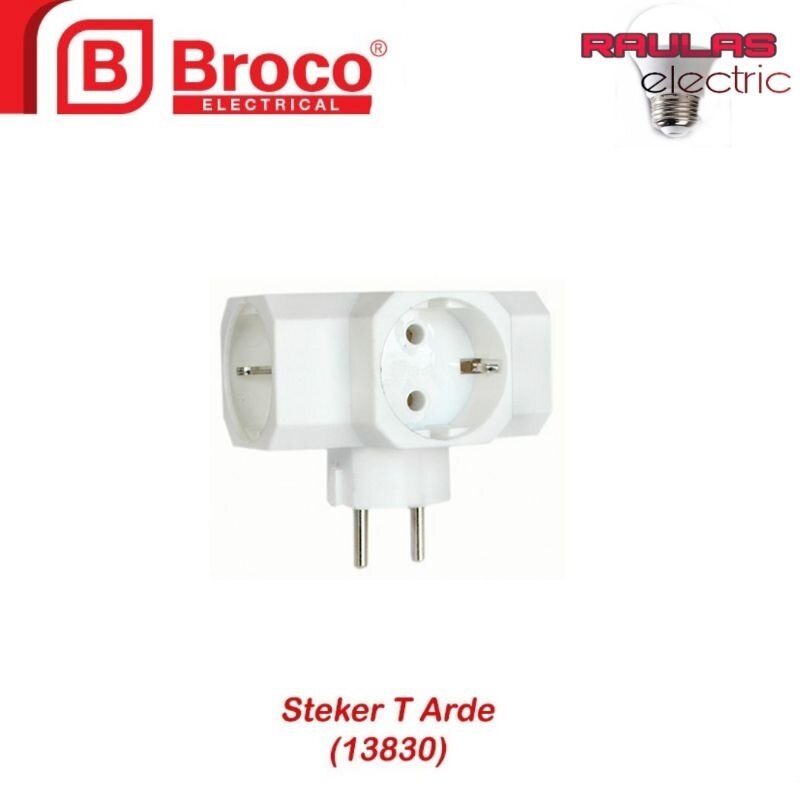Steker T Arde Broco 13830 Putih / Steker Listrik Broco SNI | Lazada ...