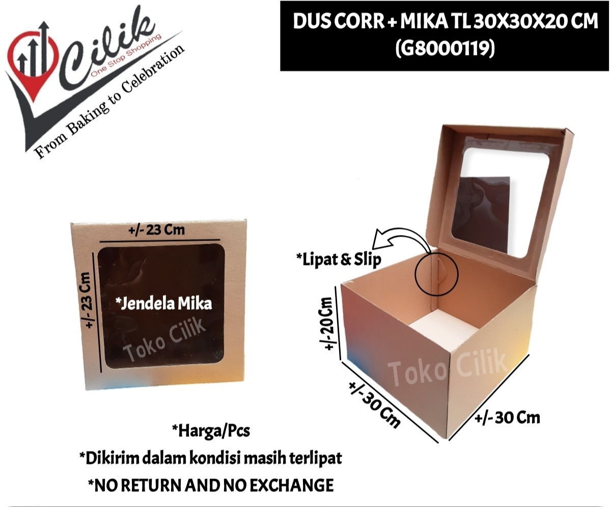 dus corrugated mika 30x30x20 cm box kemasan kue cake puding hamper ...