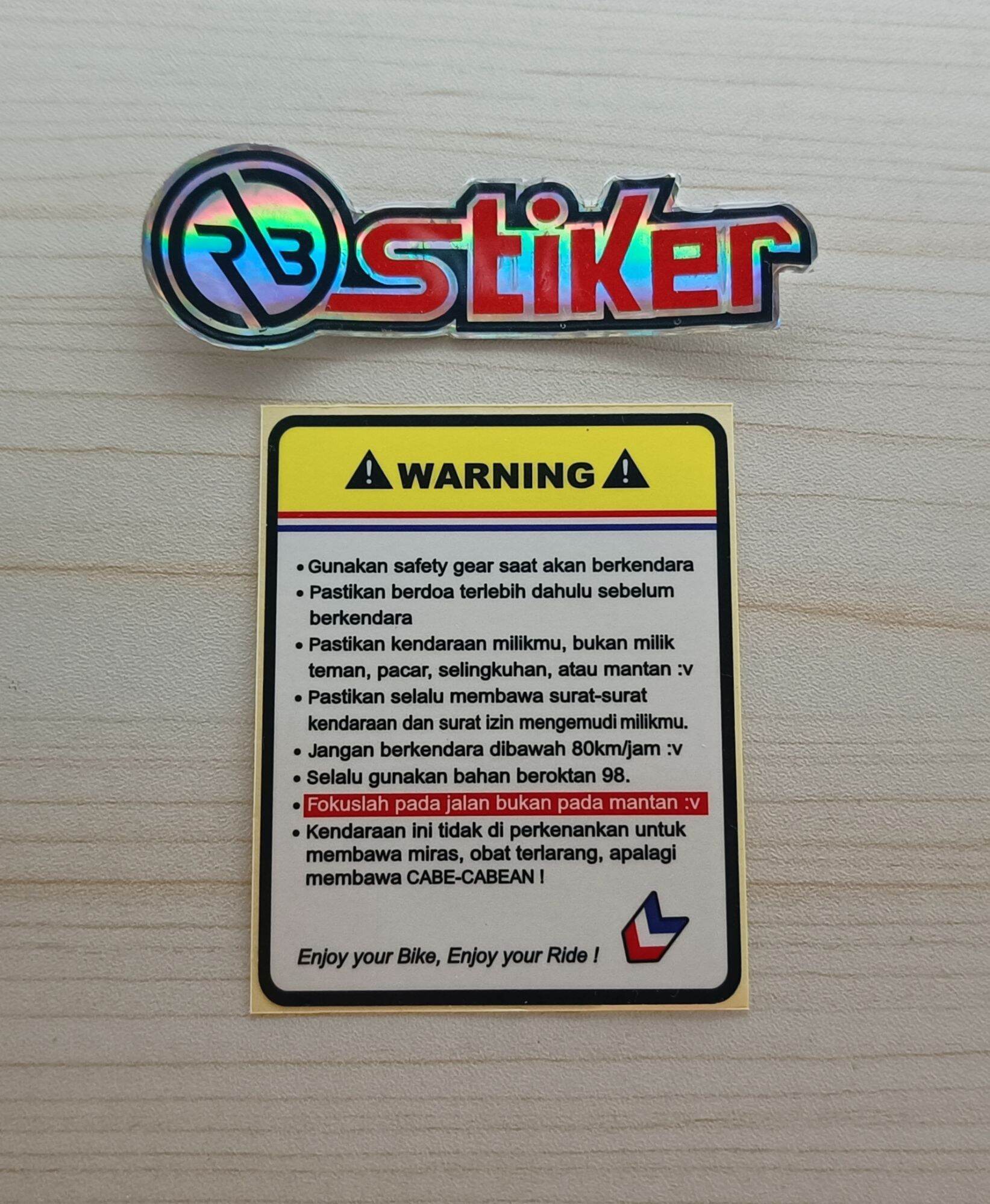 STIKER STICKER WARNING PRINCUT STIKER WARNING MOTOR | Lazada Indonesia