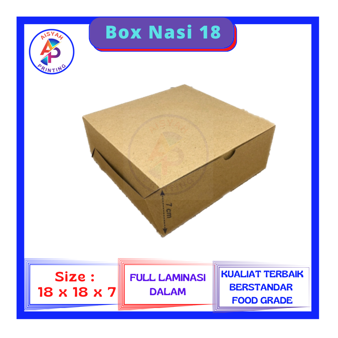 ( isi 25pcs ) Dus Nasi Kotak Kekinian 18 x 18 - Box nasi kotak - kraft ...