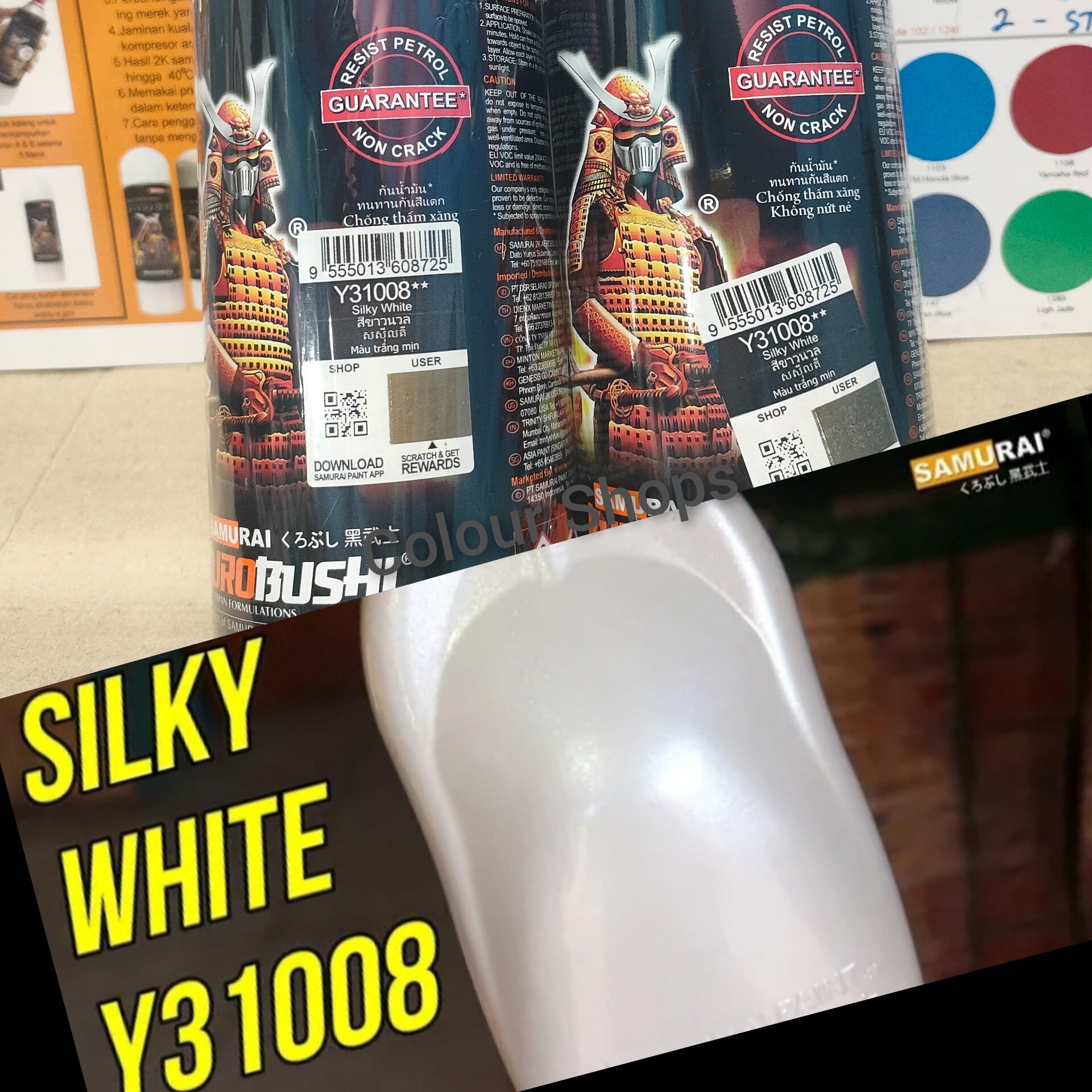 Pilok Pilox Cat Samurai Silky White Y31008 31008 Putih Silk Mengkilap Glossy 400ml Cat Semprot ...