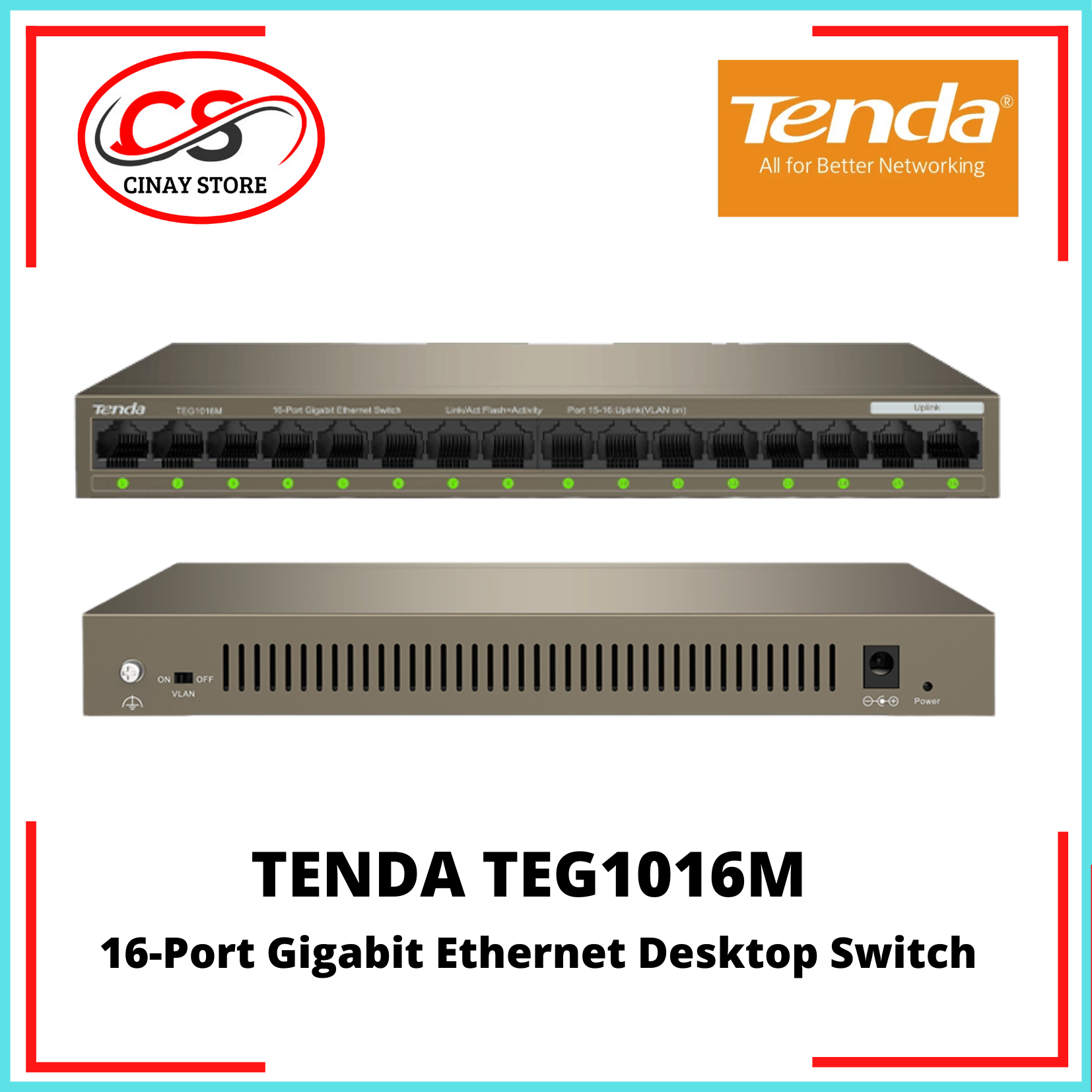 Tenda TEG1016M 16-Port Gigabit Desktop Ethernet Switch Hub | Lazada ...