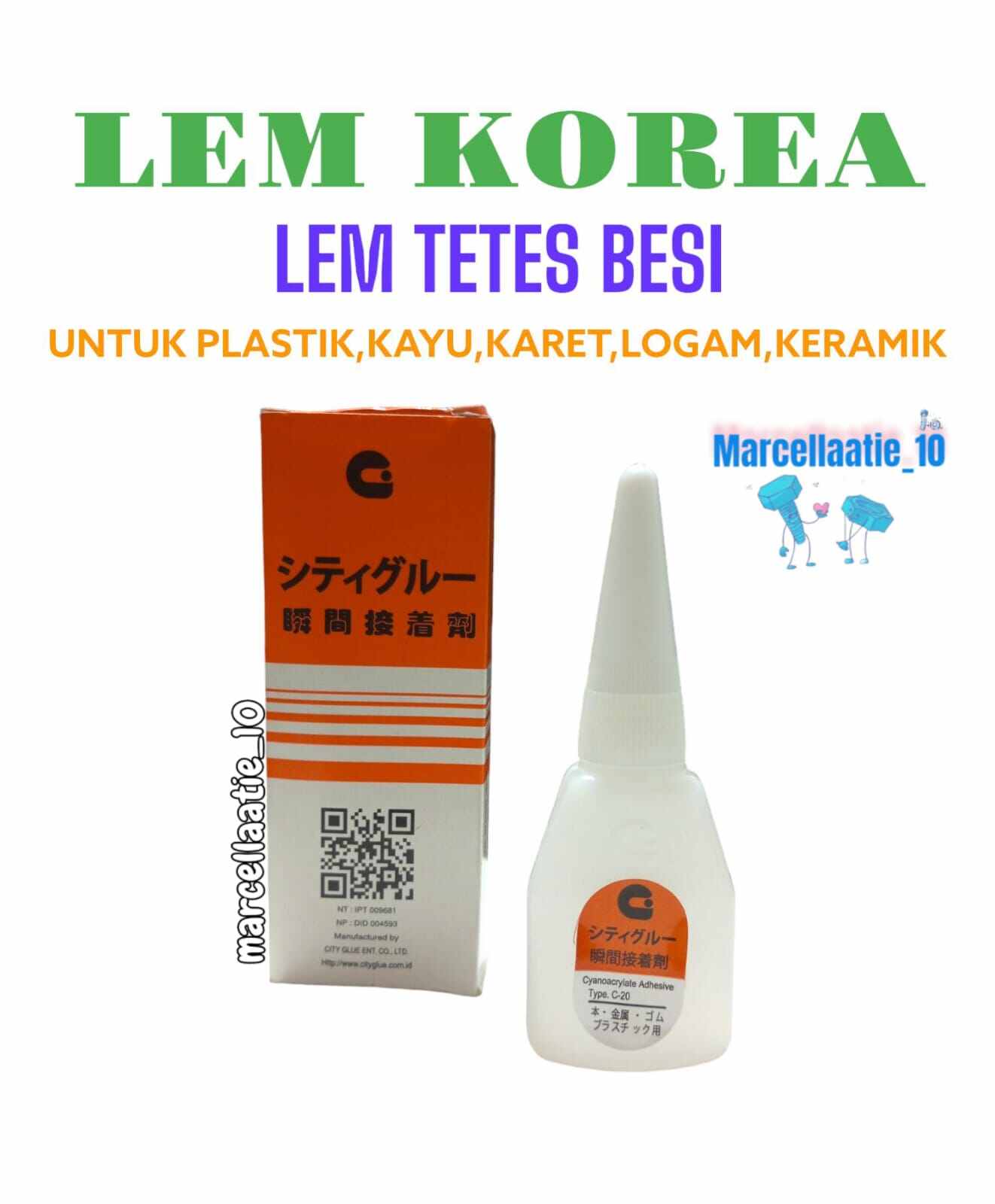 10 PCS LEM KOREA C LEM KOREA G LEM TETES BESI UNTUK PLASTIK KAYU KARET ...