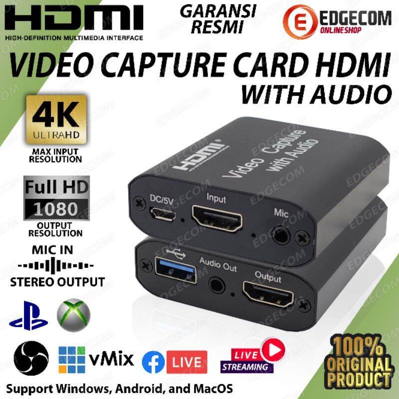 USB Video Capture HDMI LOOP OUT With Audio 4K 1080P60fps | Lazada Indonesia