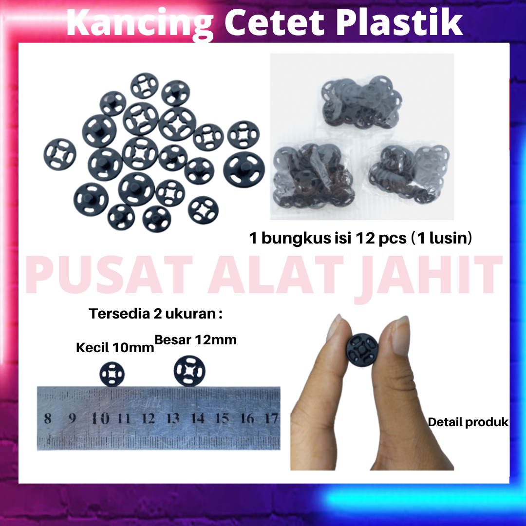 Kancing Cetet Plastik Hitam per lusin | Lazada Indonesia