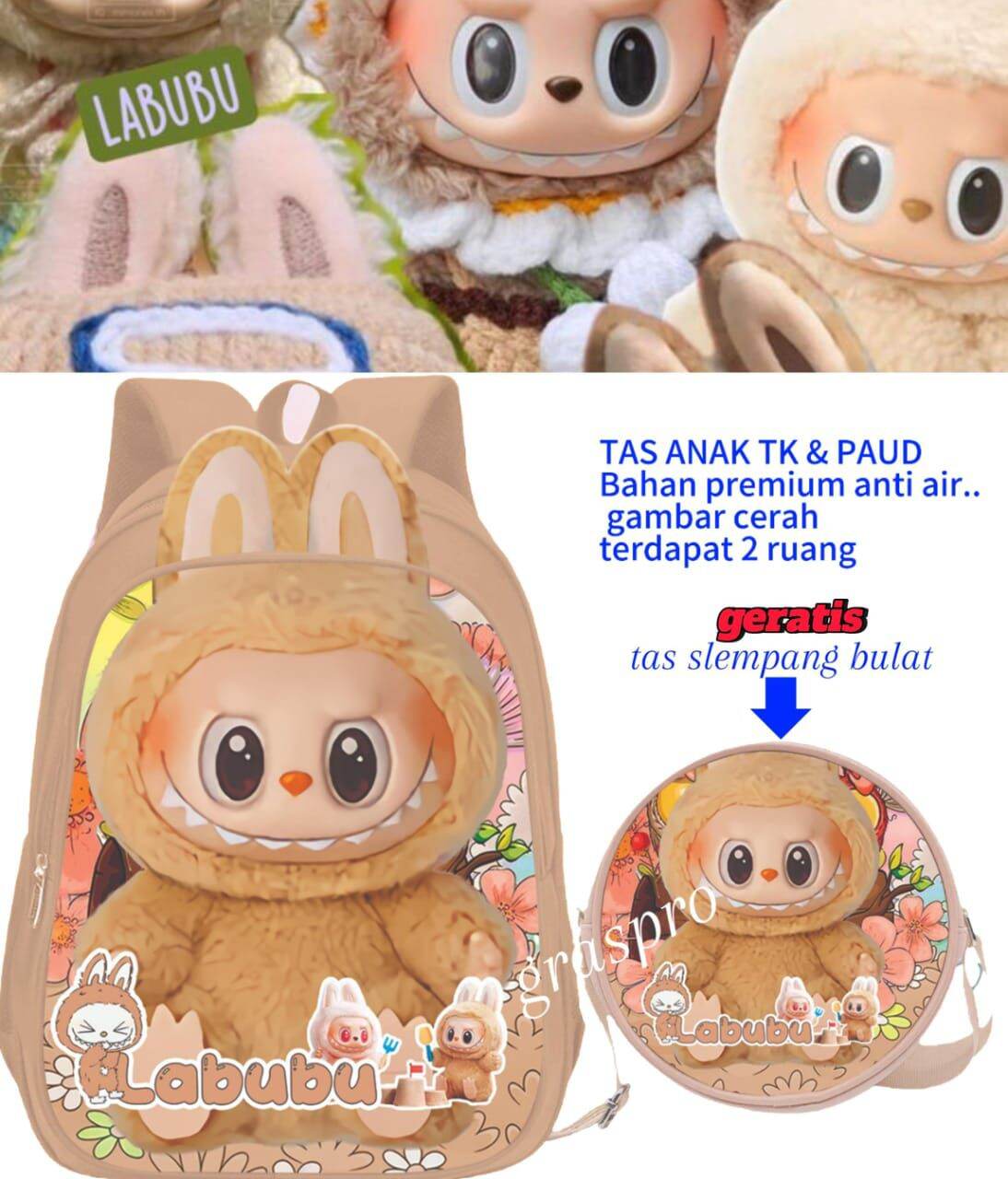 ggs TAS BONEKA LABUBU TAS SEKOLAH ANAK PAUD TK UNTUK PEREMPUAN KANTONG ...