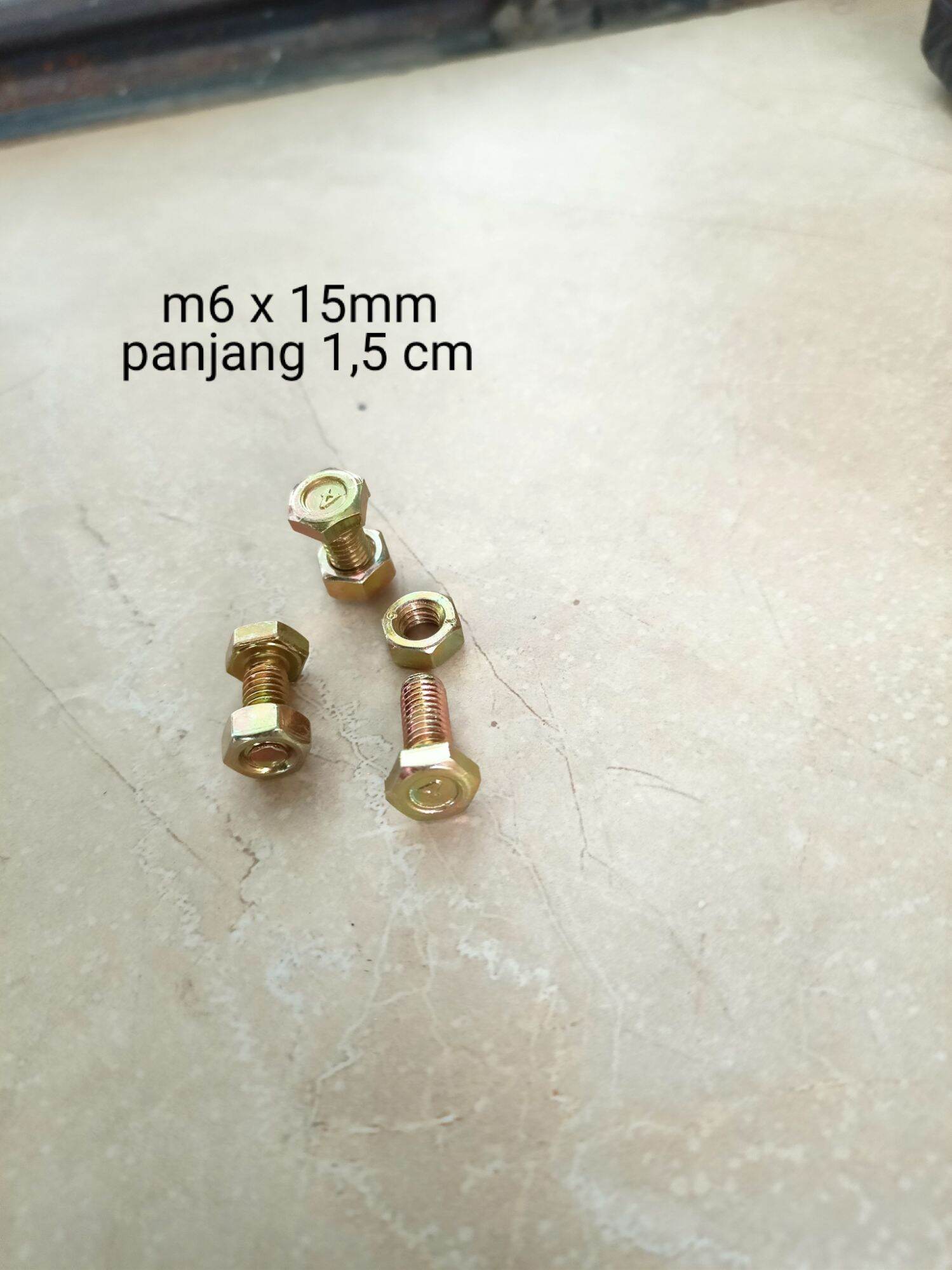 Baut mur hex kuning kunci 10 m6 x 15/baut mur kuning m6 x 15/isi 10 pcs | Lazada Indonesia