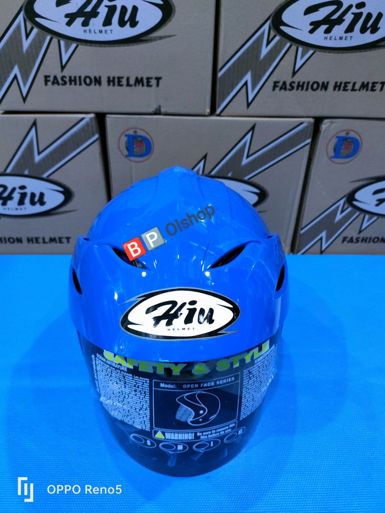 Helm Hiu Nico Half Face Helm Hiu Polos Blue Mild | Lazada Indonesia