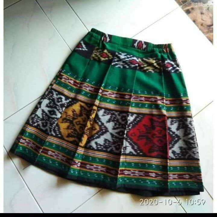 rok tenun model wiru midi hijau botol | Lazada Indonesia