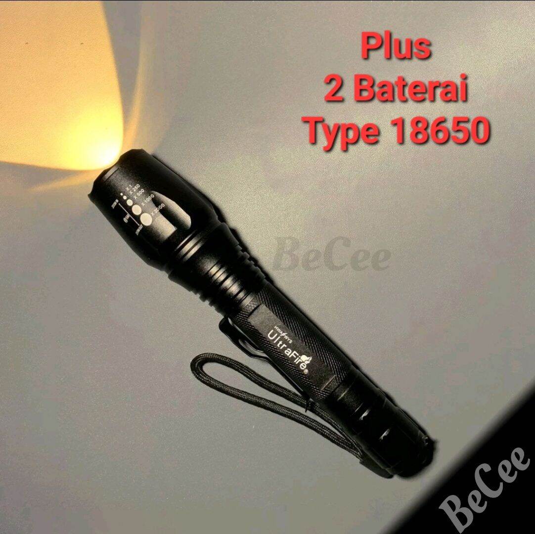 Senter Swat LED SUPER TERANG JARAK JAUH ZOOM IN OUT Cahaya Kuning Dan ...