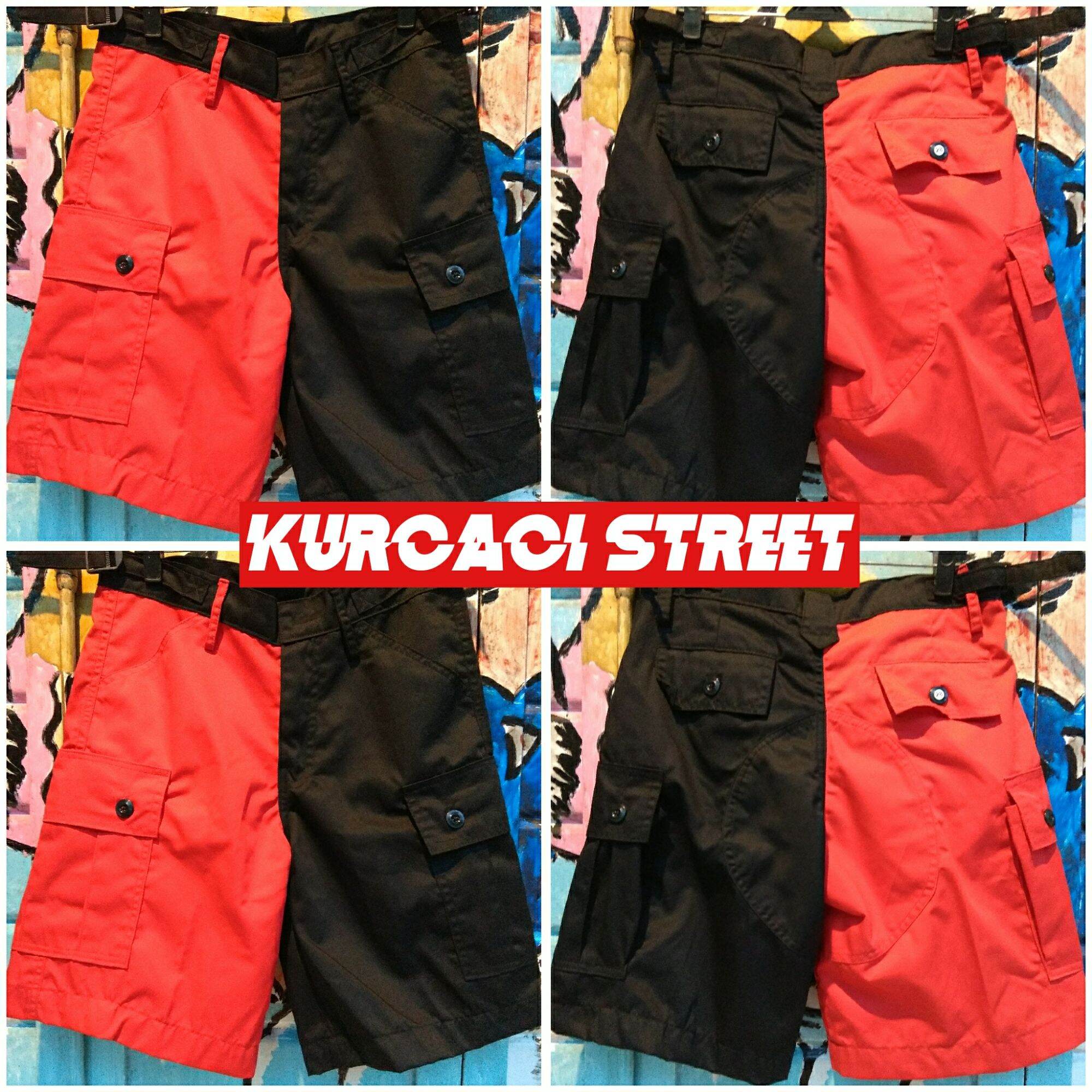 Celana Alpin Pendek Merah Hitam Celana Alvin Pendek Celana Alvin Punk